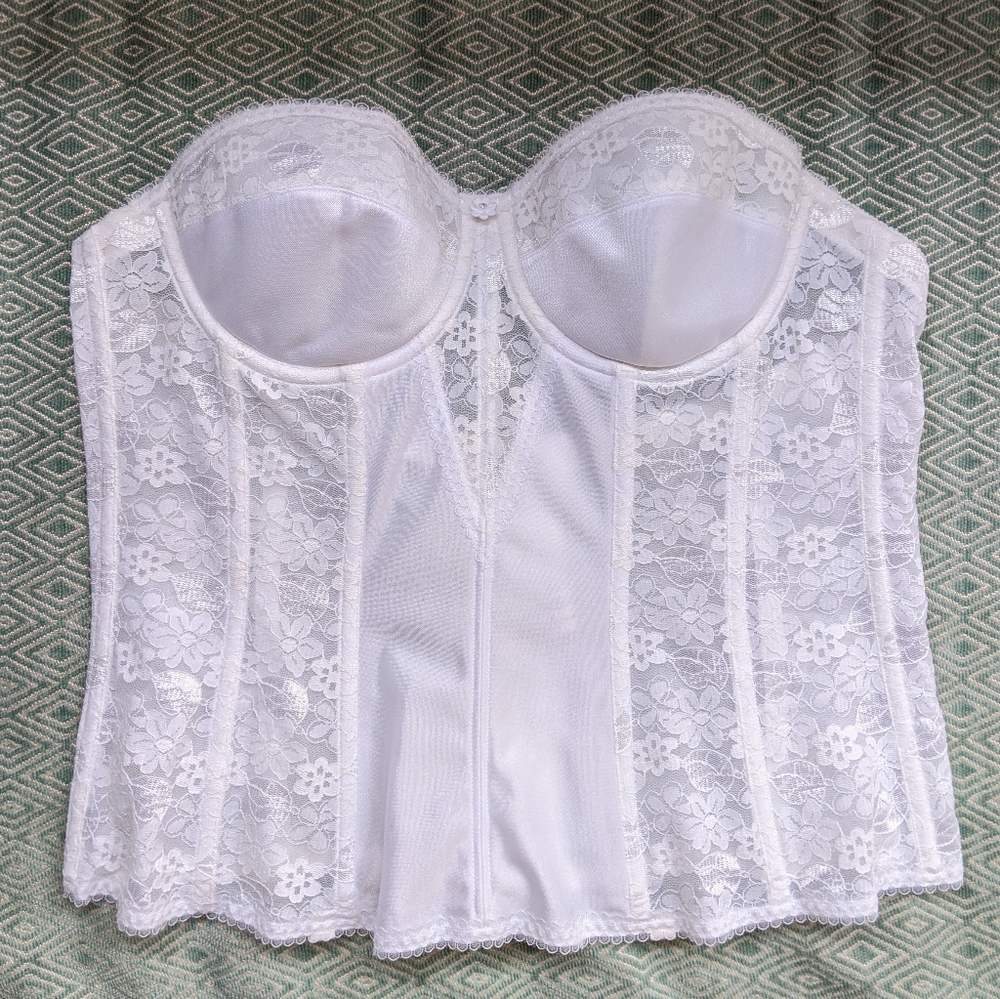 Dominique Longline Strapless Bustier In White - Gem